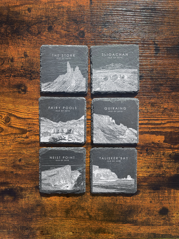 Isle of Skye Set of Coasters ⇻ Sketch – Etching Summit