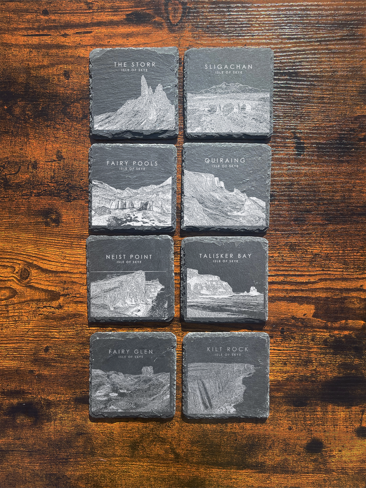 Isle of Skye Set of Coasters ⇻ Sketch – Etching Summit