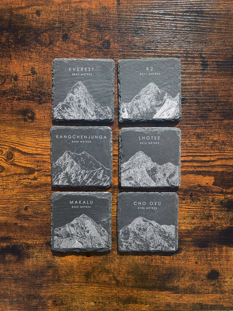 8000ers Mountains Set of Coasters ⇻ Sketch – Etching Summit