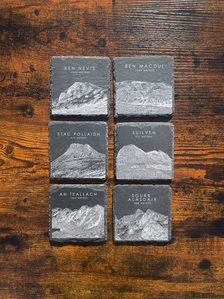 Scotland Mountains Set of Coasters ⇻ Sketch – Etching Summit